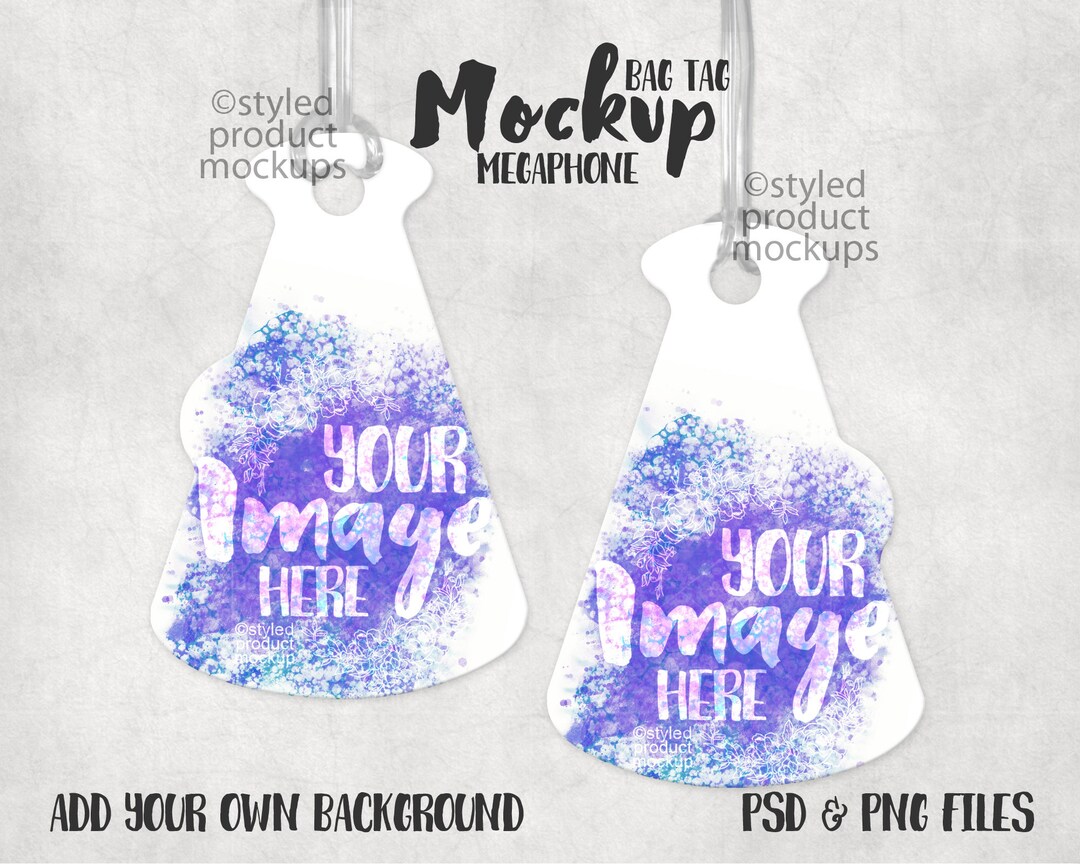 Dye Sublimation Megaphone Luggage Tag Mockup | Add Your Own Image and ...