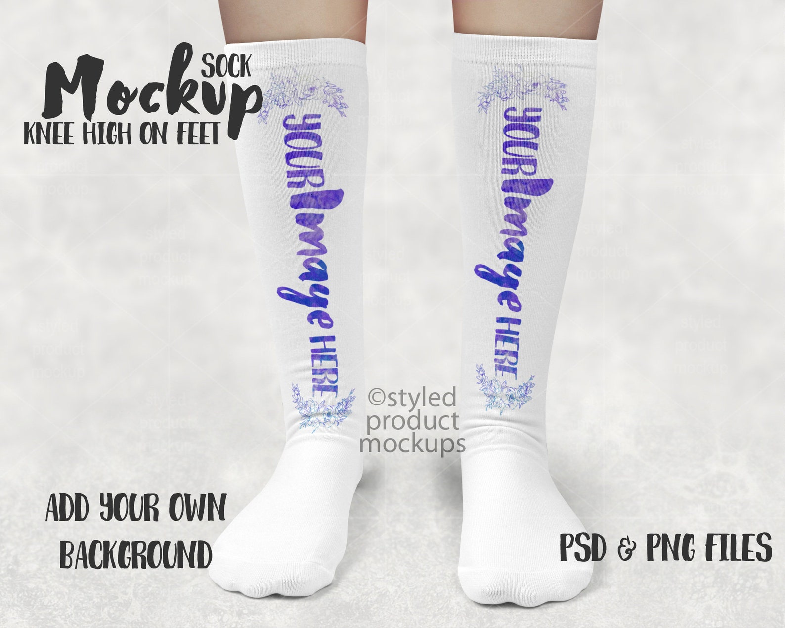 Dye Sublimation Knee High Sock on Foot Mockup Add Your Own | Etsy