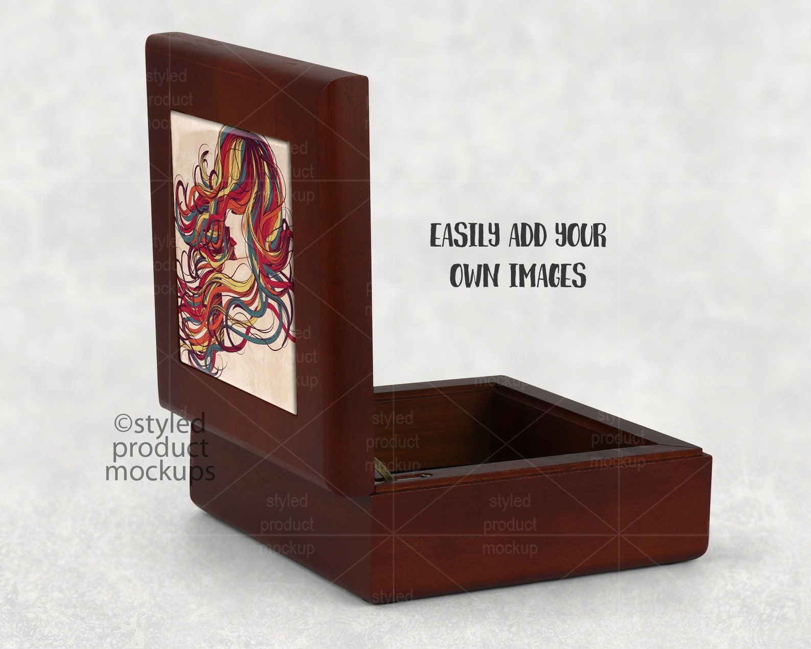 Dye Sublimation Mahogany Wood Keepsake Box Mockup | Add Your Own Image ...