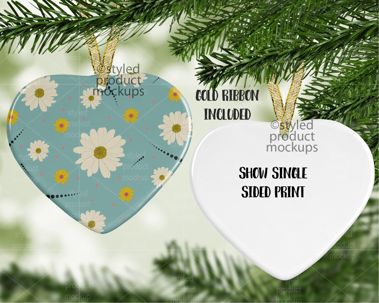 Dye Sublimation Heart Shaped Ceramic Christmas Ornament Mockup - Etsy
