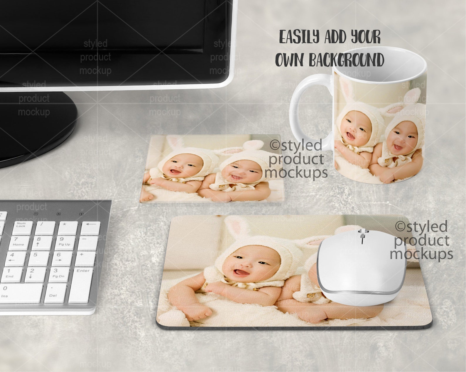 Dye Sublimation Office Desk Set Mockup Add Your Own Image - Etsy