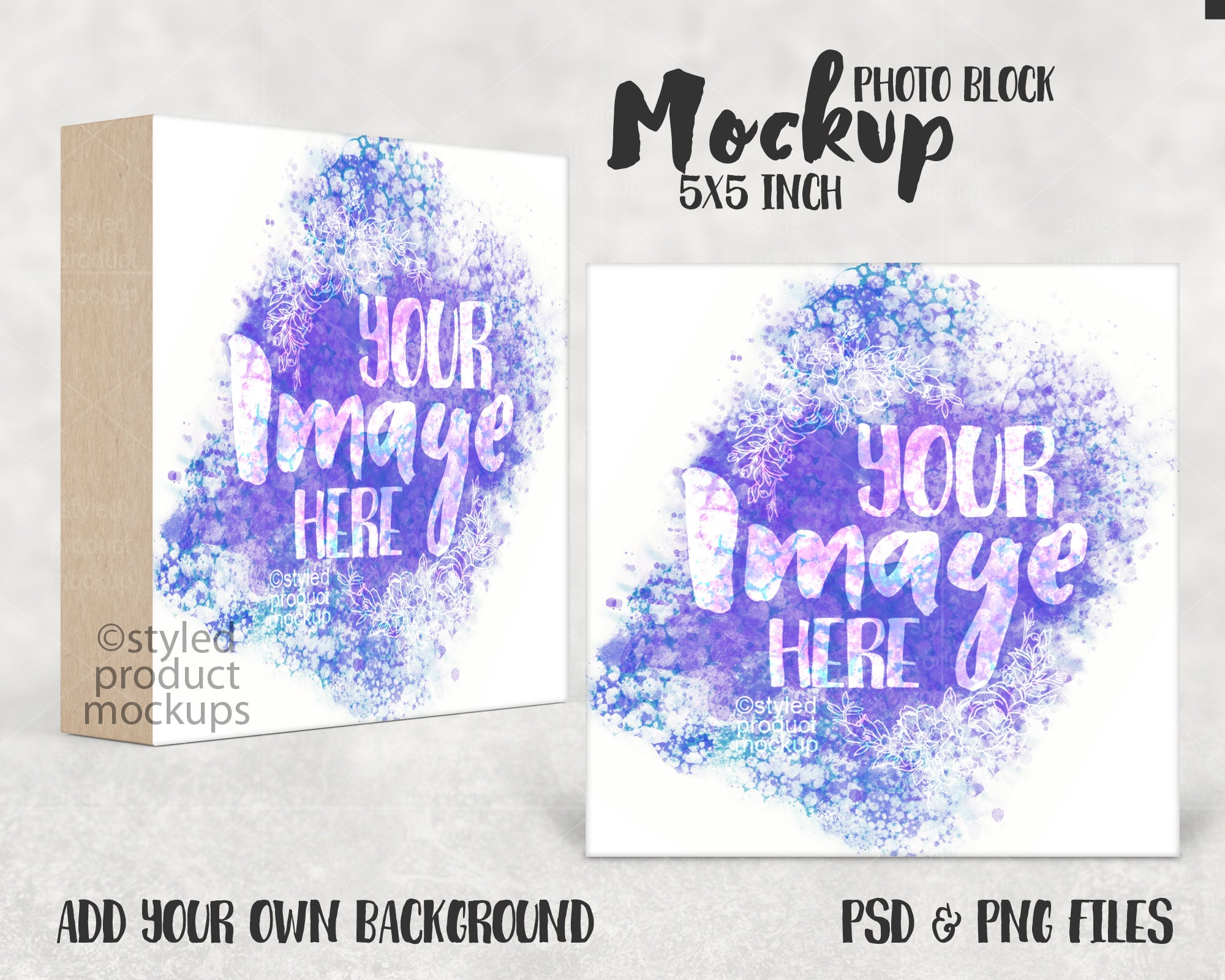 Dye Sublimation 5 Inch Square MDF Photo Block Mockup | Add Your Own ...
