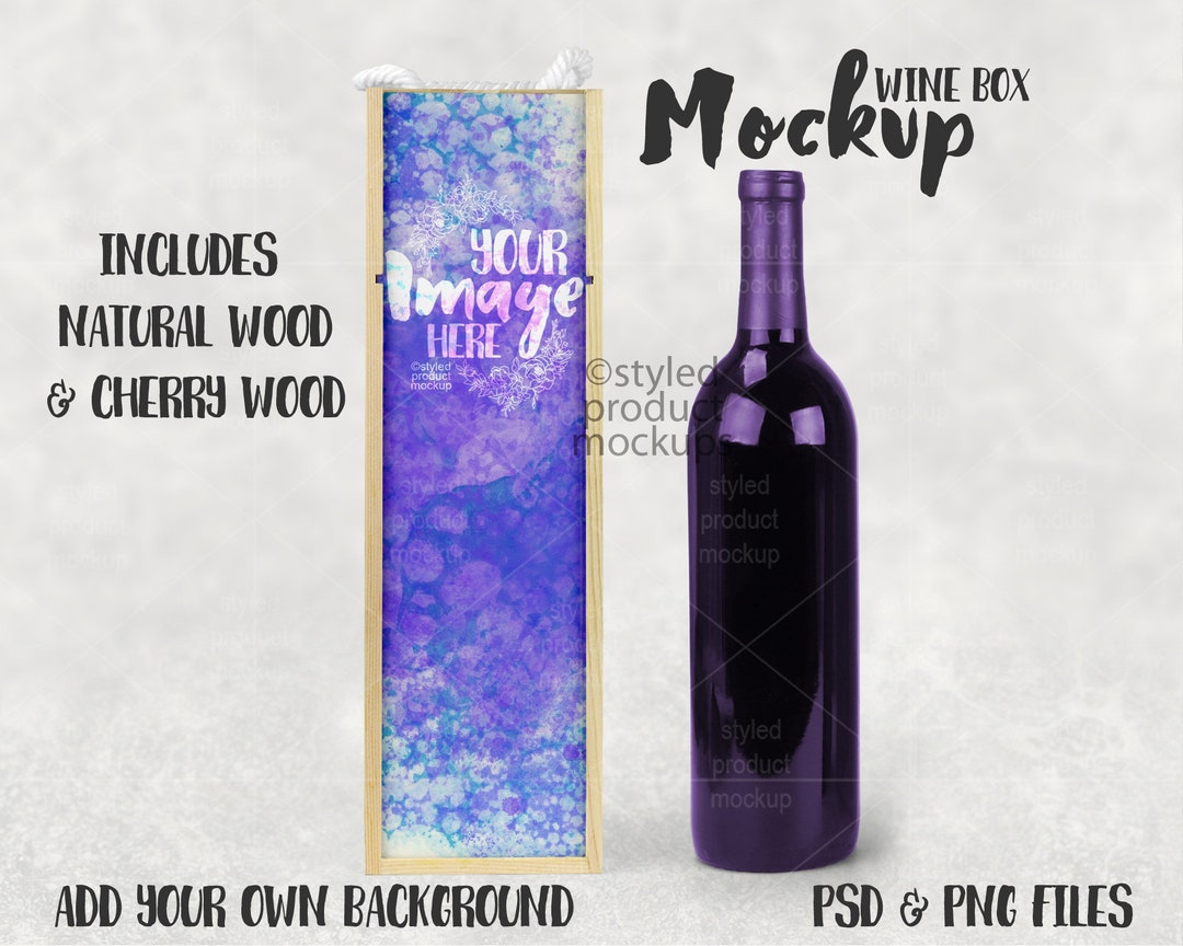 Dye Sublimation Natural Wood Wine Box Mockup Template Add Your Own ...