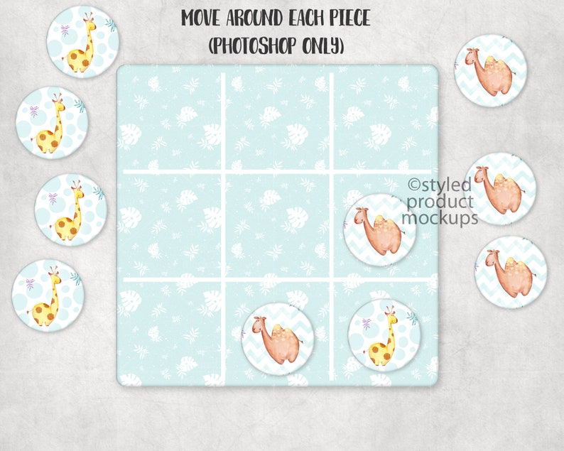 Dye Sublimation Tic Tac Toe Board Game Mockup | Add Your Own Image and ...