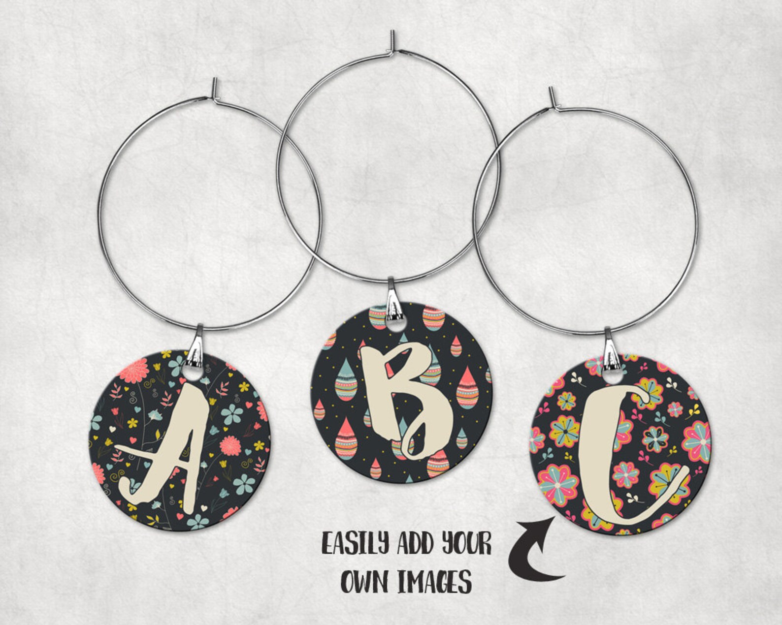 Round Sublimation Wine Charm Template Mockup Drink Tag Mockup Wine ...