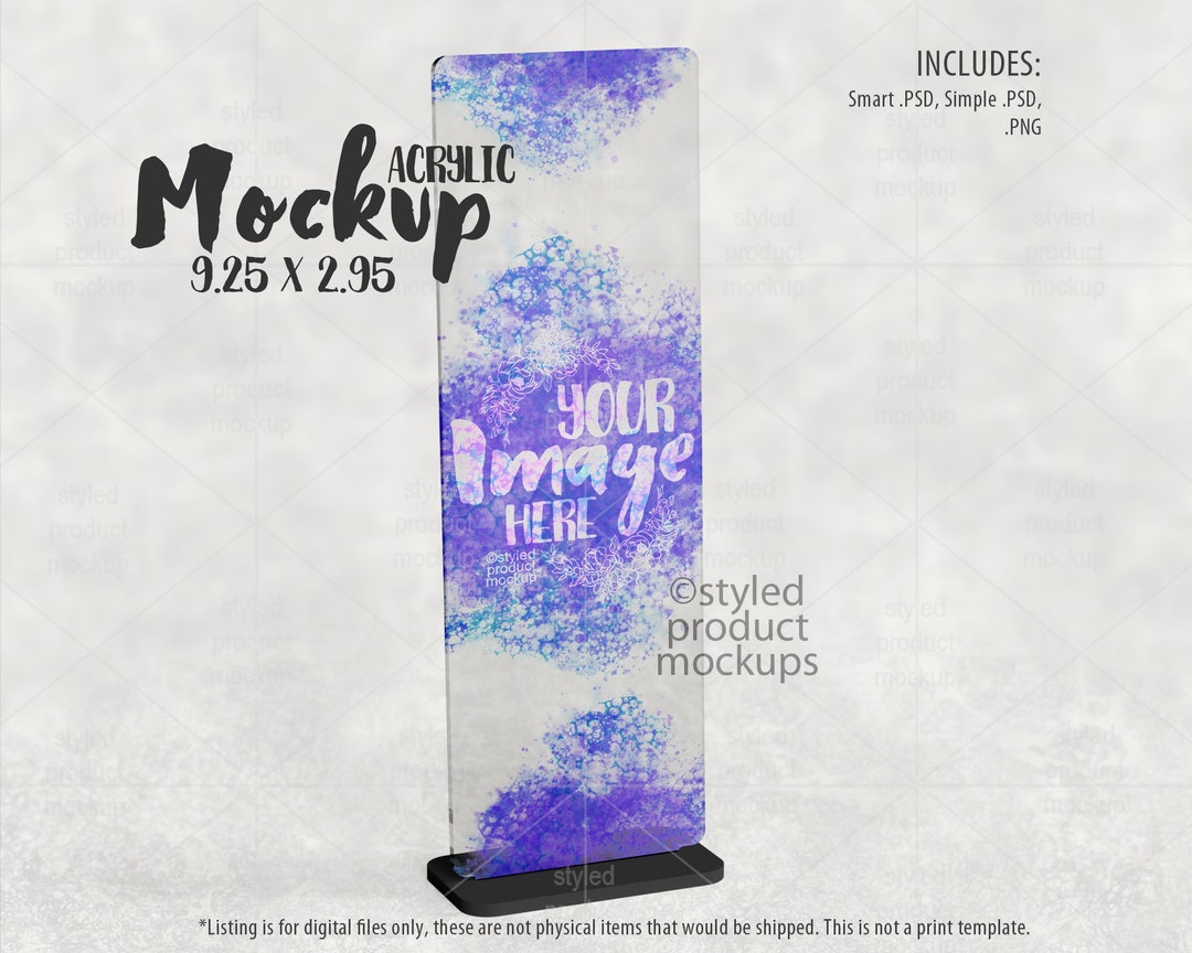 Tall Vertical Clear Acrylic Plaque on Base Mockup | Add Your Own Image ...
