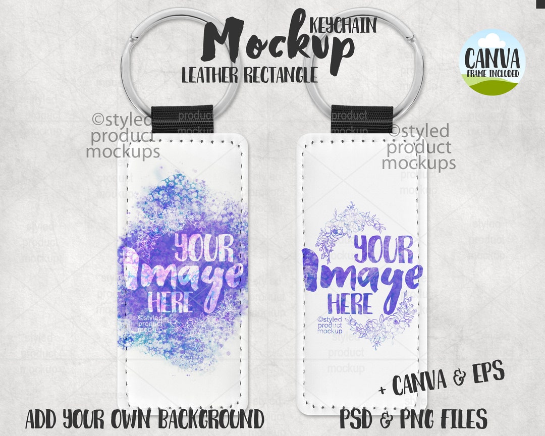 Dye Sublimation Double Sided Rectangle PU Leather Keychain Mockup | Add ...