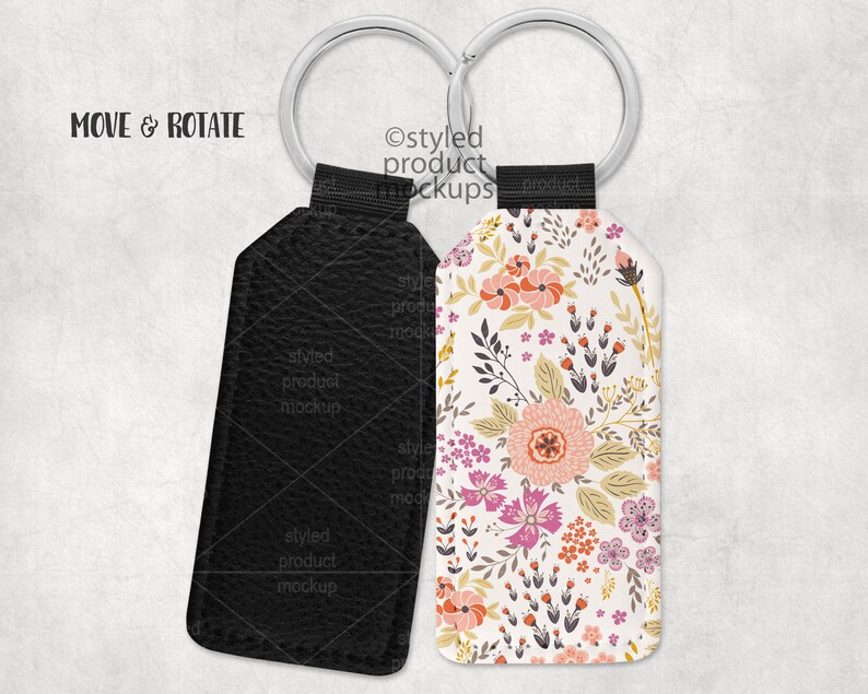 Dye Sublimation Rectangle PU Leather Keychain Mockup Add - Etsy