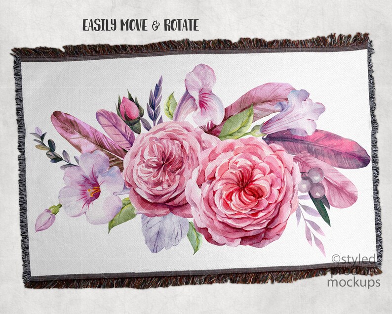 Heather Back Throw Blanket Mockup Template Add Your Own - Etsy