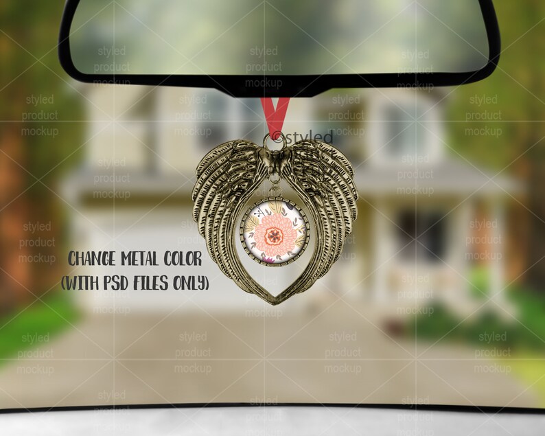 Dye Sublimation Metal Angel Wing Car Hanger Mockup | Add Your Own Image ...