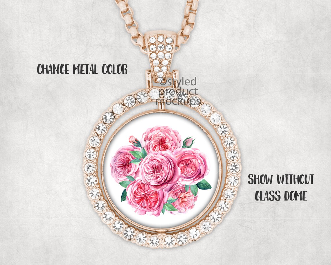 Dye Sublimation Round Rhinestone Spinning Necklace Pendant - Etsy