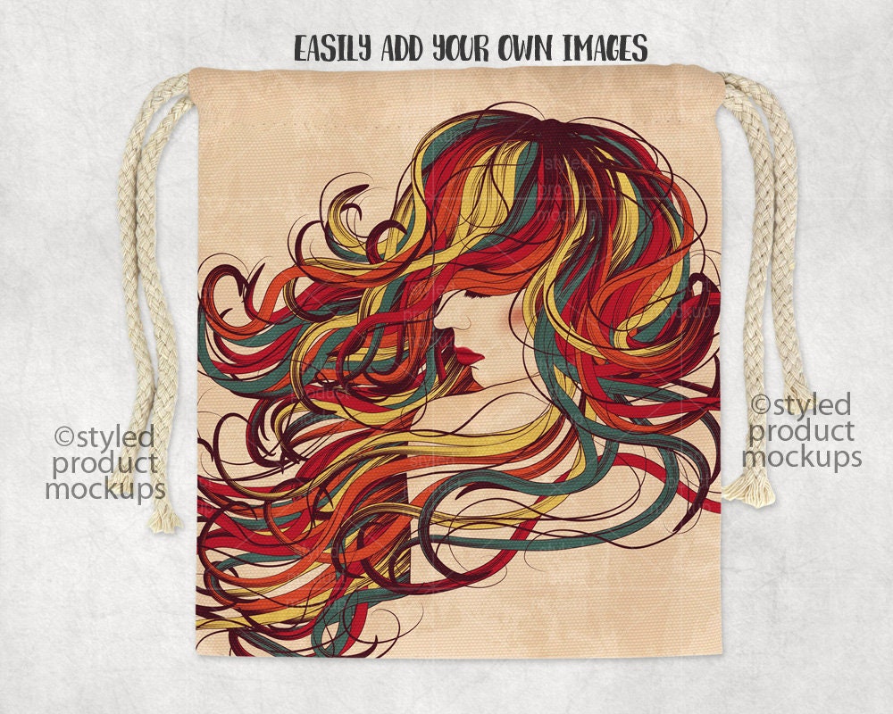 Dye Sublimation Canvas Drawstring Bag Mockup Template Add - Etsy