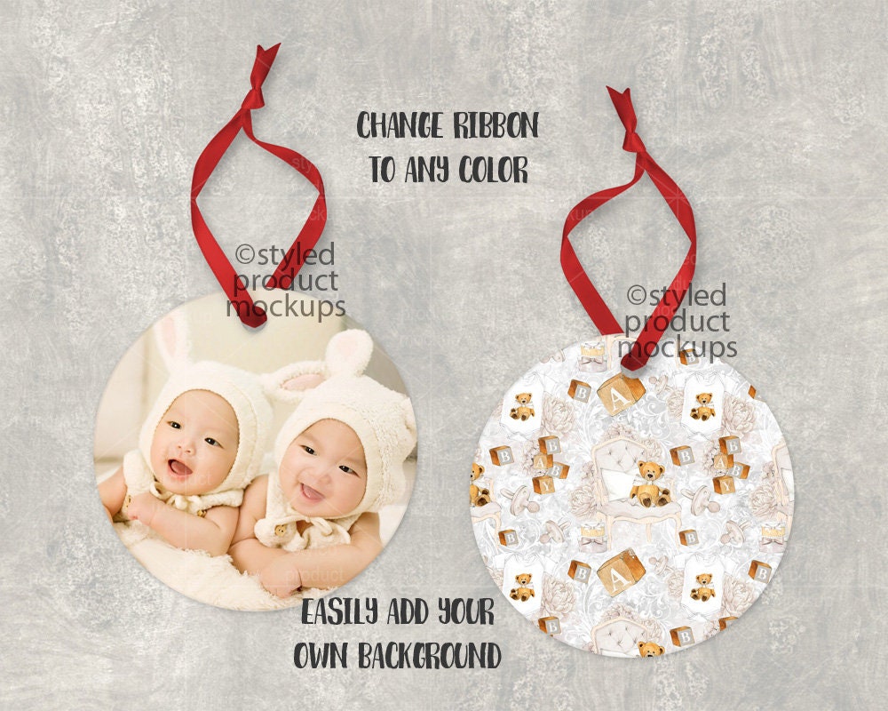 Dye Sublimation Double Sided Round Ornament Mockup Template - Etsy
