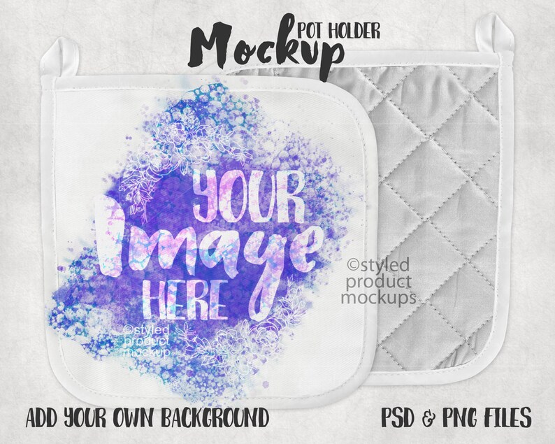 Dye sublimation pot holder with corner loop Mockup Add your | Etsy