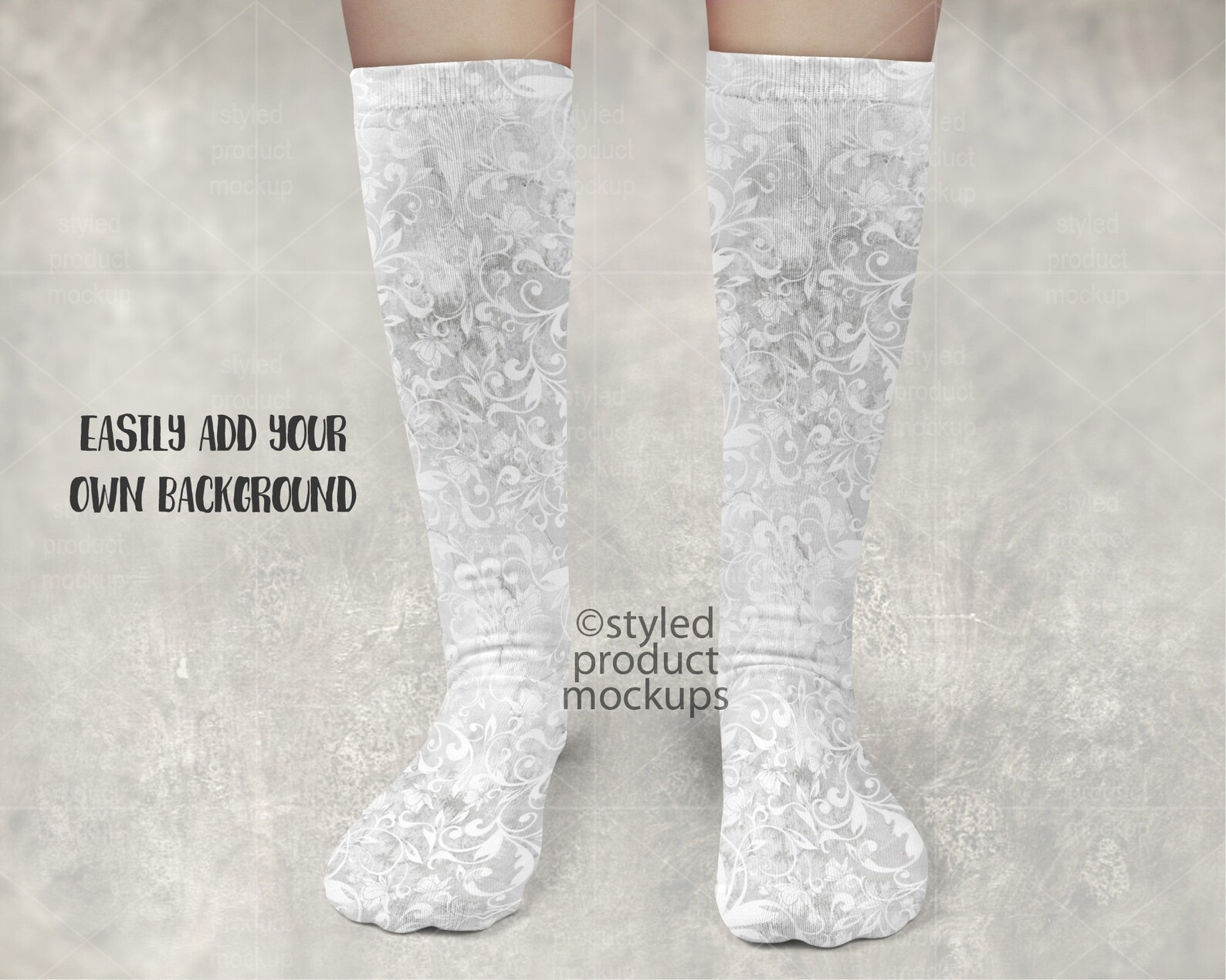 Dye Sublimation Knee High Sock on Foot Mockup Add Your Own | Etsy