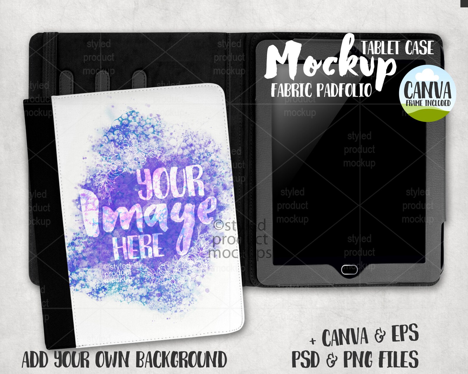Dye Sublimation Padfolio Style Fabric Tablet Case Cover Mockup | Add ...