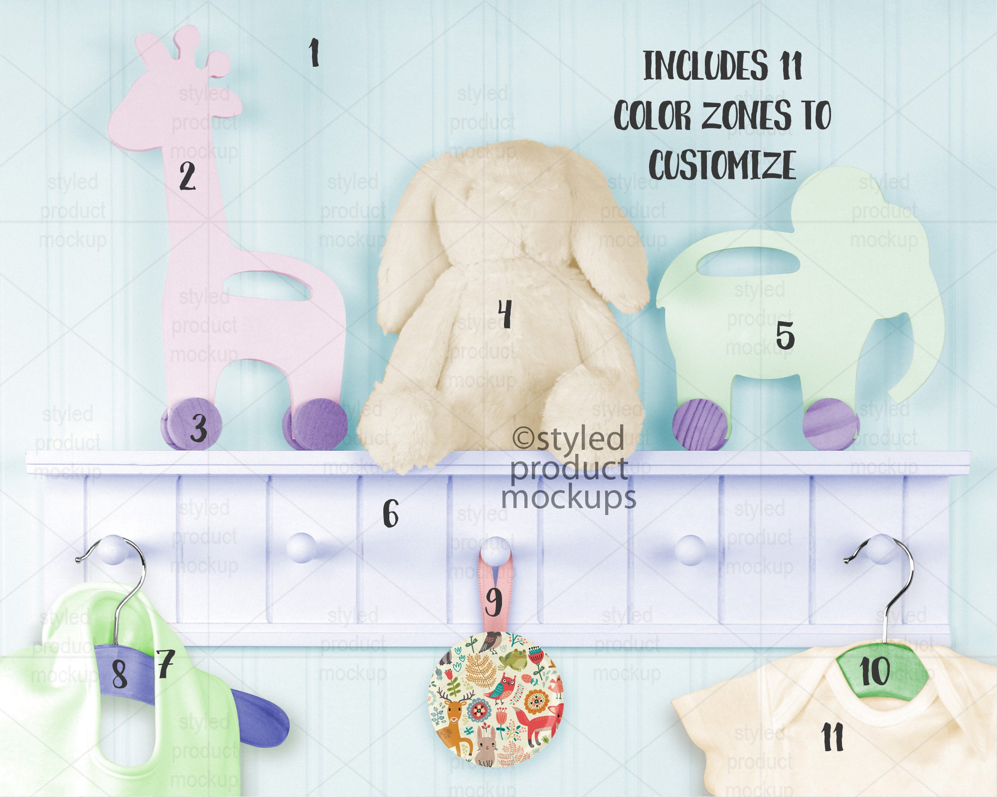 Hanging Button Ornament in a Nursery Mockup Scene Add Your | Etsy