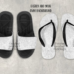 Dye Sublimation Slider Sandal and Flip Flop Set Mockup | Add Your Own ...