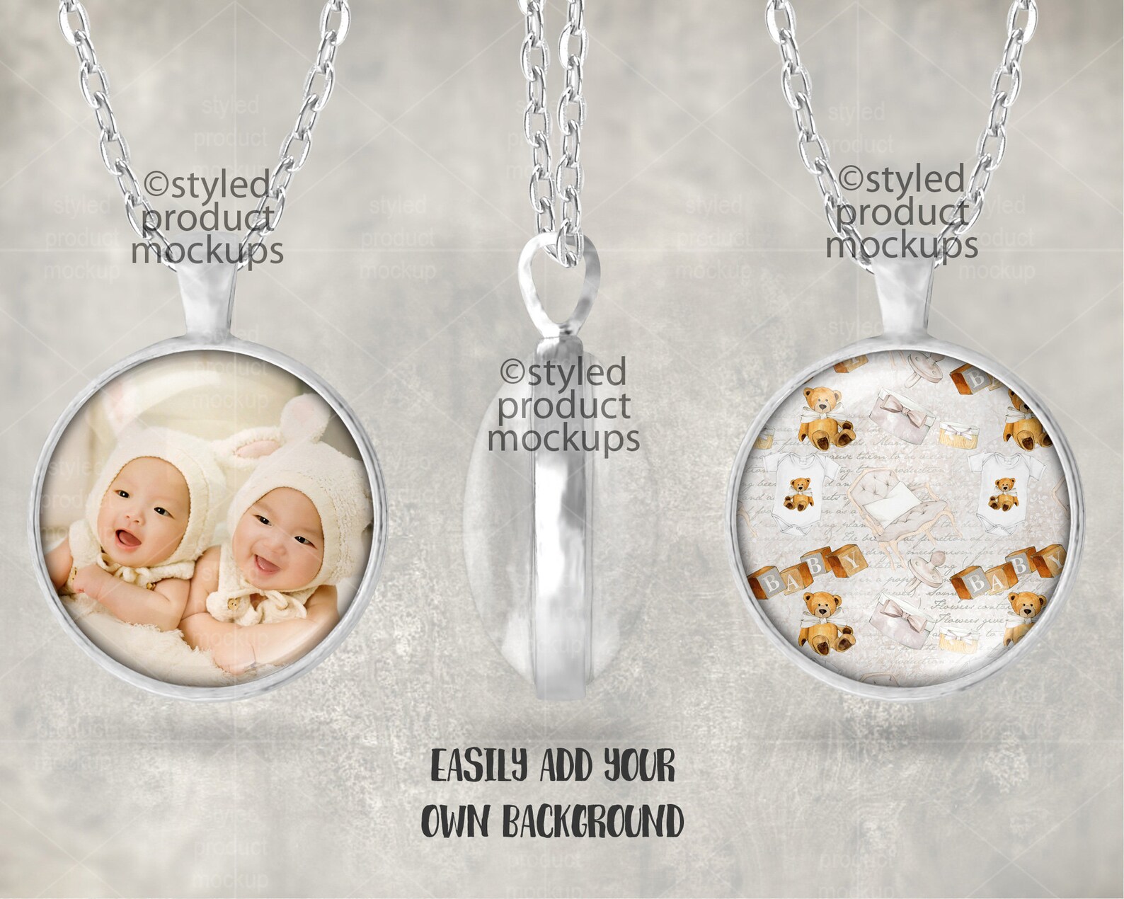 Double Sided Pendant With Smooth Metal Mockup | Add Your Own Image and ...