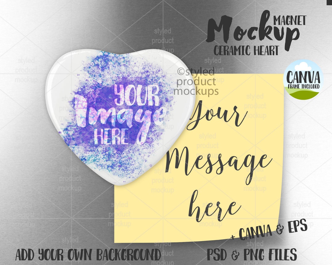 Dye Sublimation Ceramic Heart Shaped Magnet Mockup | Add Your Own Image ...