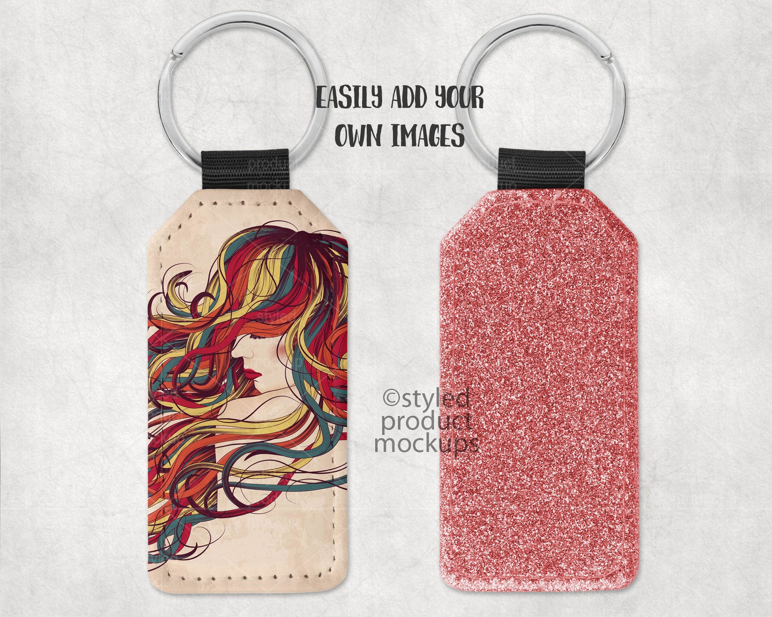 Dye Sublimation Rectangle PU Leather Keychain With Glitter - Etsy