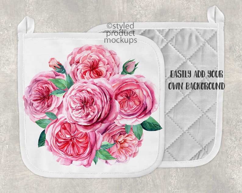 Dye sublimation pot holder with corner loop Mockup Add your | Etsy