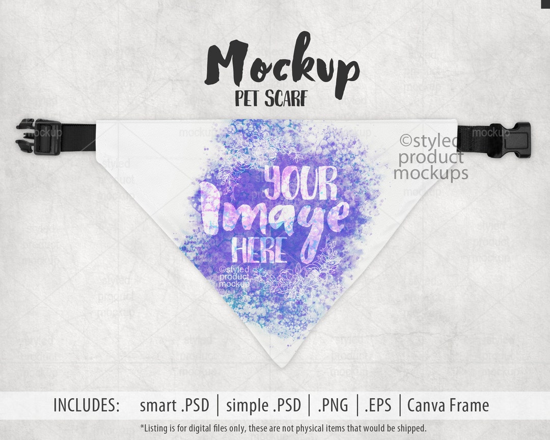 Dye Sublimation Pet Scarf With Collar Mockup | Add Your Own Image and ...