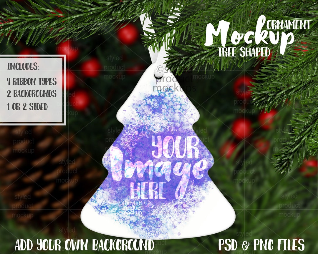 Dye Sublimation Tree Shaped Aluminum Christmas Ornament Mockup | Add ...