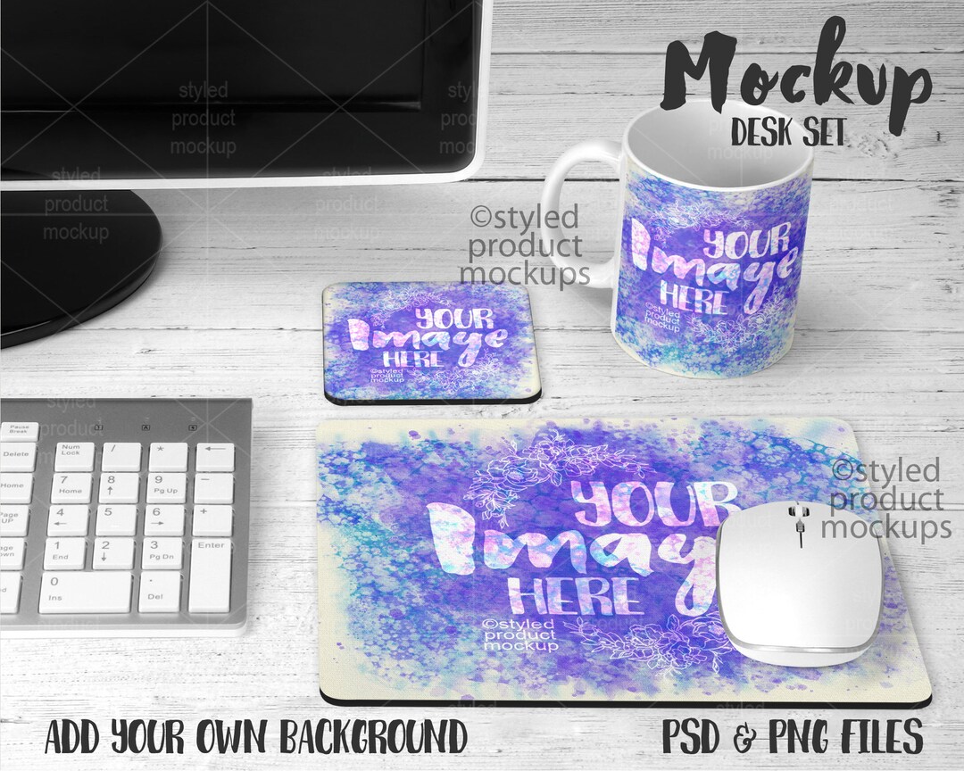 Dye Sublimation Office Desk Set Mockup | Add Your Own Image and ...