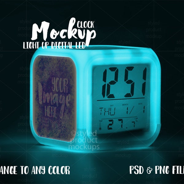 Light up Digital Wall Clock - Etsy