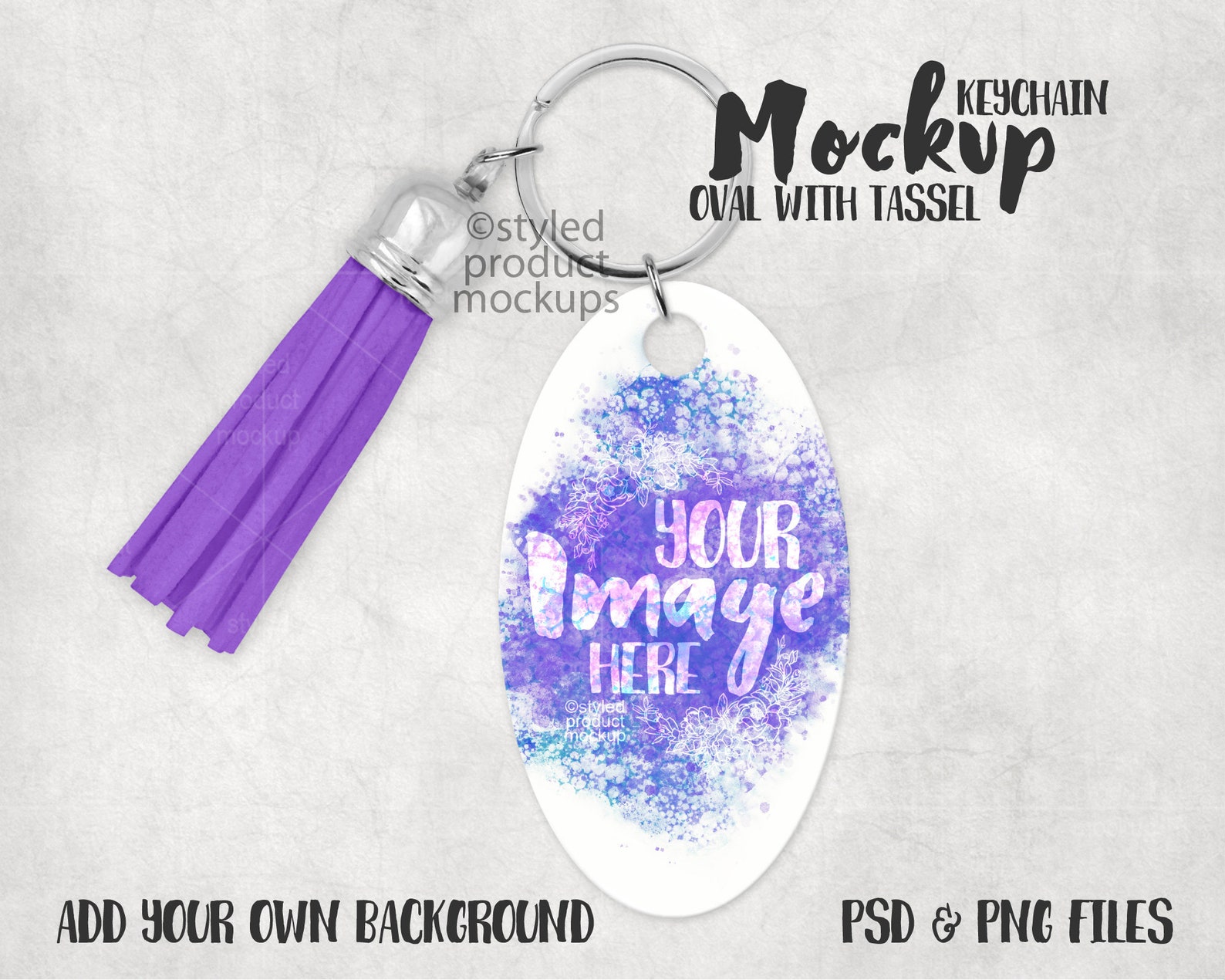 Dye Sublimation Oval Keychain With Tassel Mockup | Add Your Own Image ...