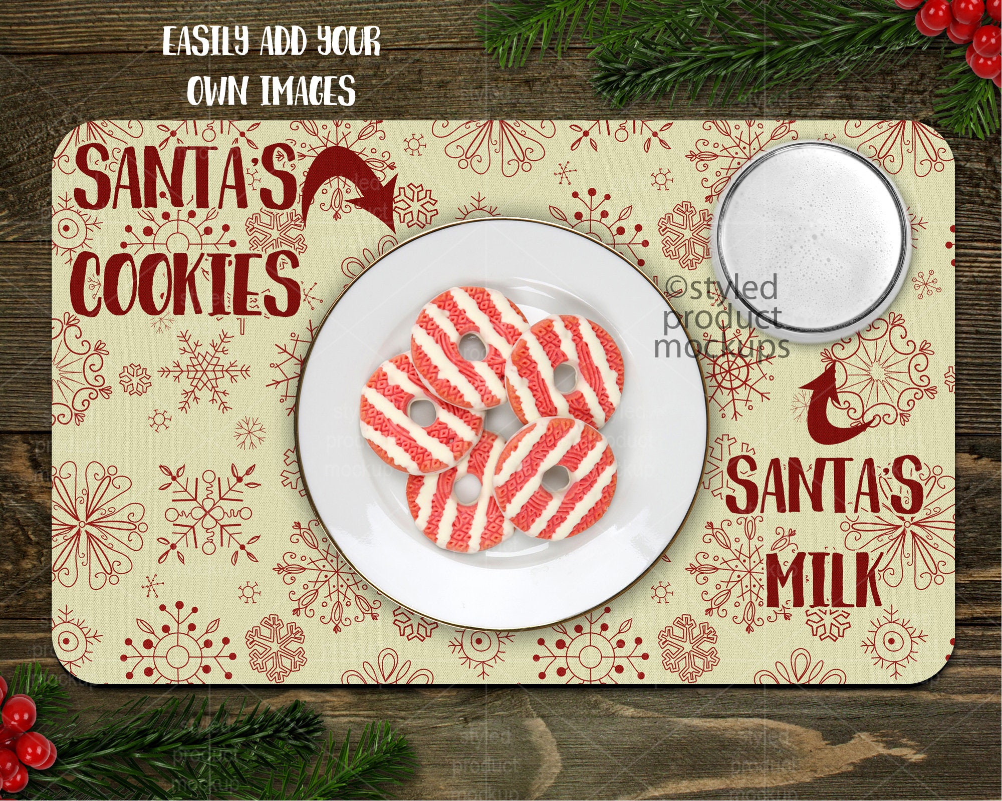 Dye Sublimation Neoprene Placemat for Santas Cookies Mockup | Etsy