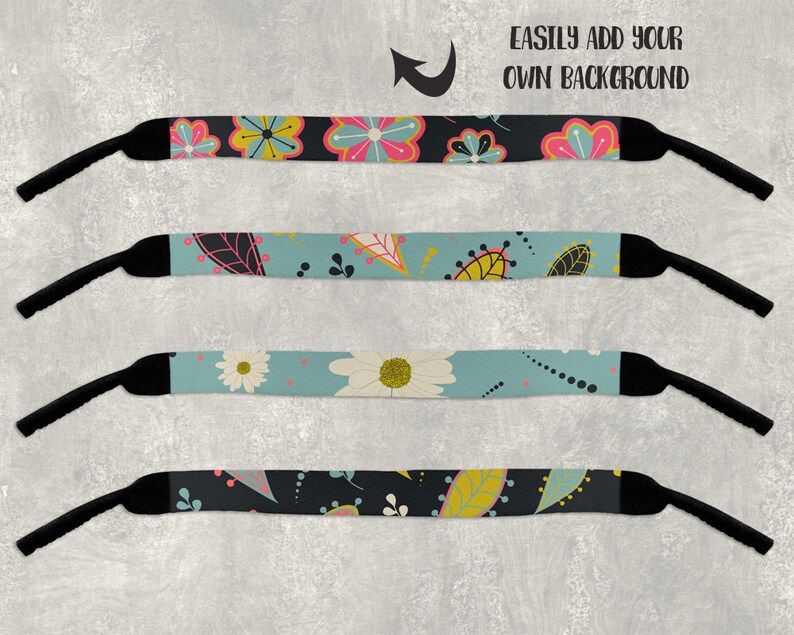 Neoprene Sunglass Strap Mockup Template | Add Your Own Background | Dye ...