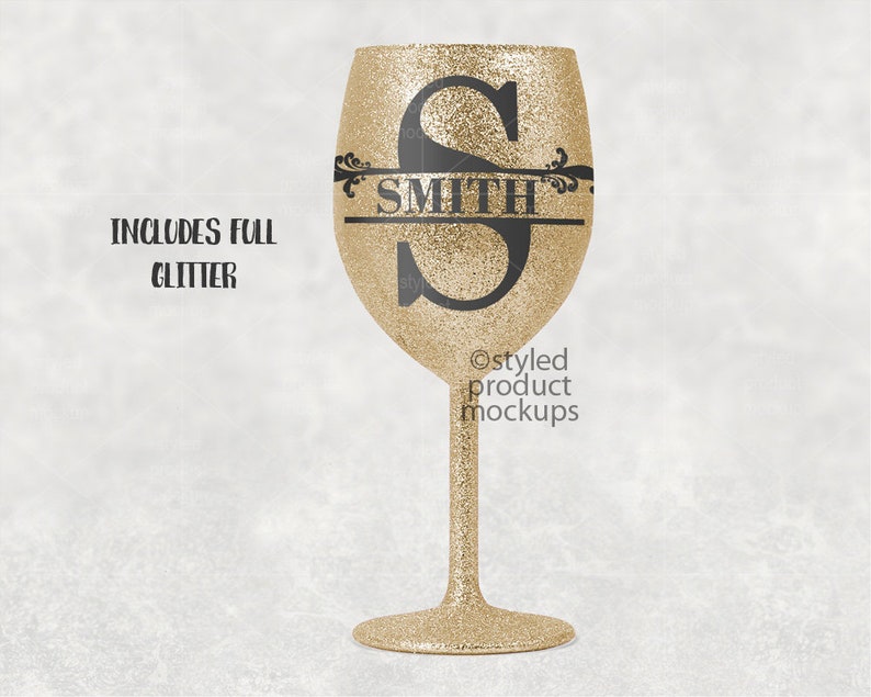 Glitter Wine Glass Mockup: Photoshop PSD, Canva, PNG (digital Download ...