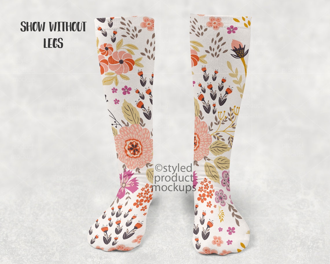 Dye Sublimation Knee High Sock on Foot Mockup | Add Your Own Image and ...