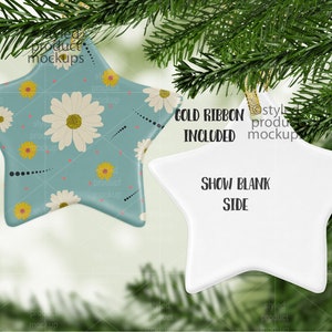 Dye Sublimation Star Ceramic Christmas Ornament Mockup | Add Your Own ...