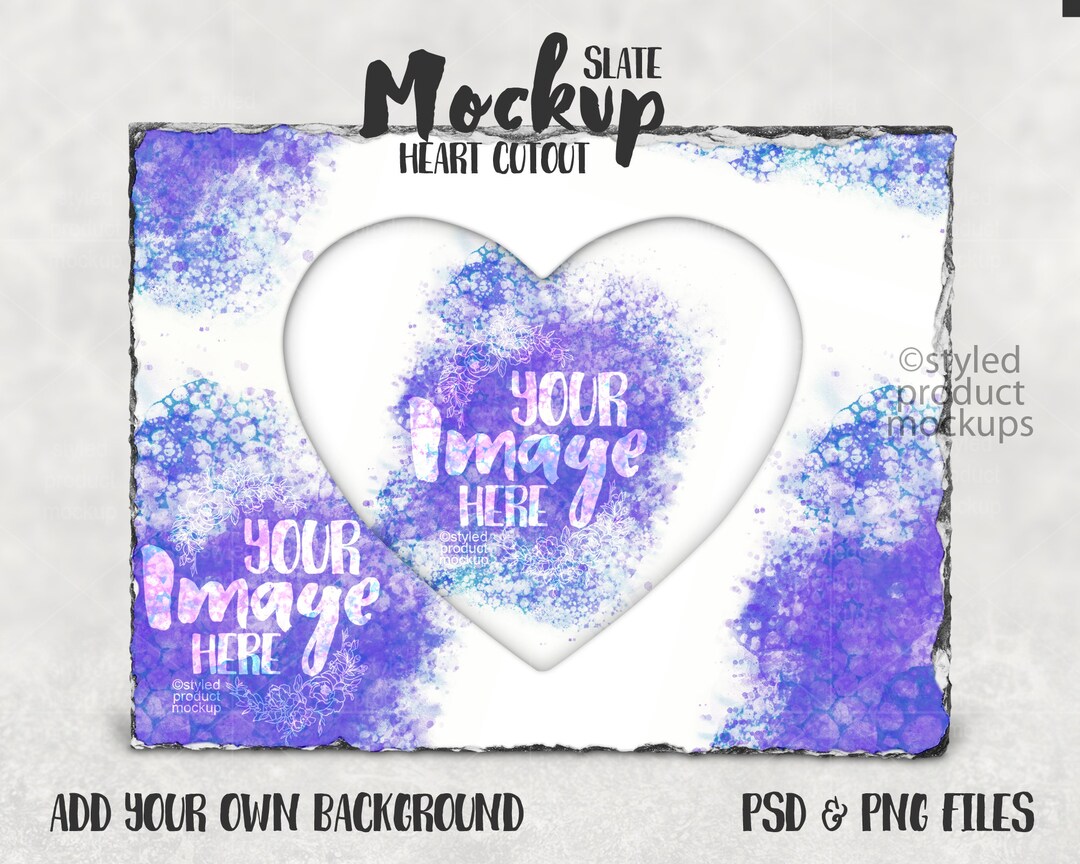 Dye Sublimation Photo Slate With Heart Shaped Cutout Photo Frame Mockup ...