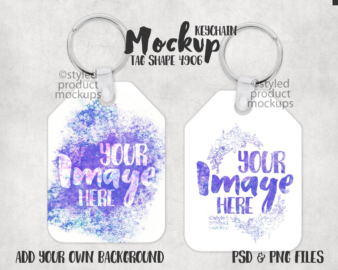Dye Sublimation Tag Shaped 4906 Keychain Mockup Add Your Own Image and ...