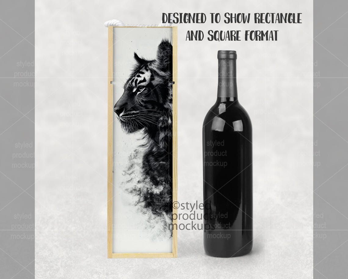 Dye Sublimation Natural Wood Wine Box Mockup Template | Add Your Own ...