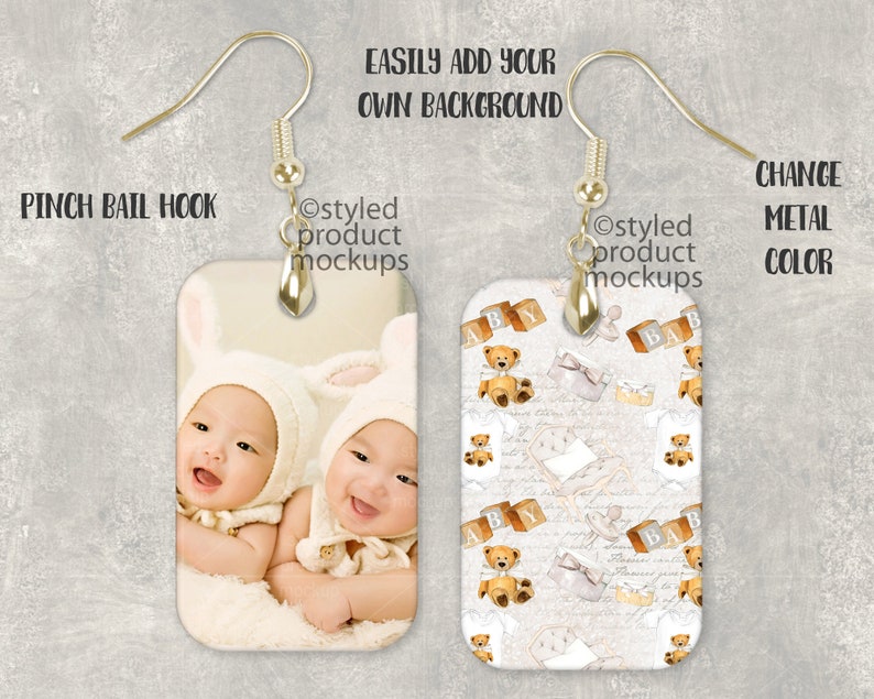 Dye Sublimation 32x20mm Rectangle Earrings Mockup Add Your - Etsy
