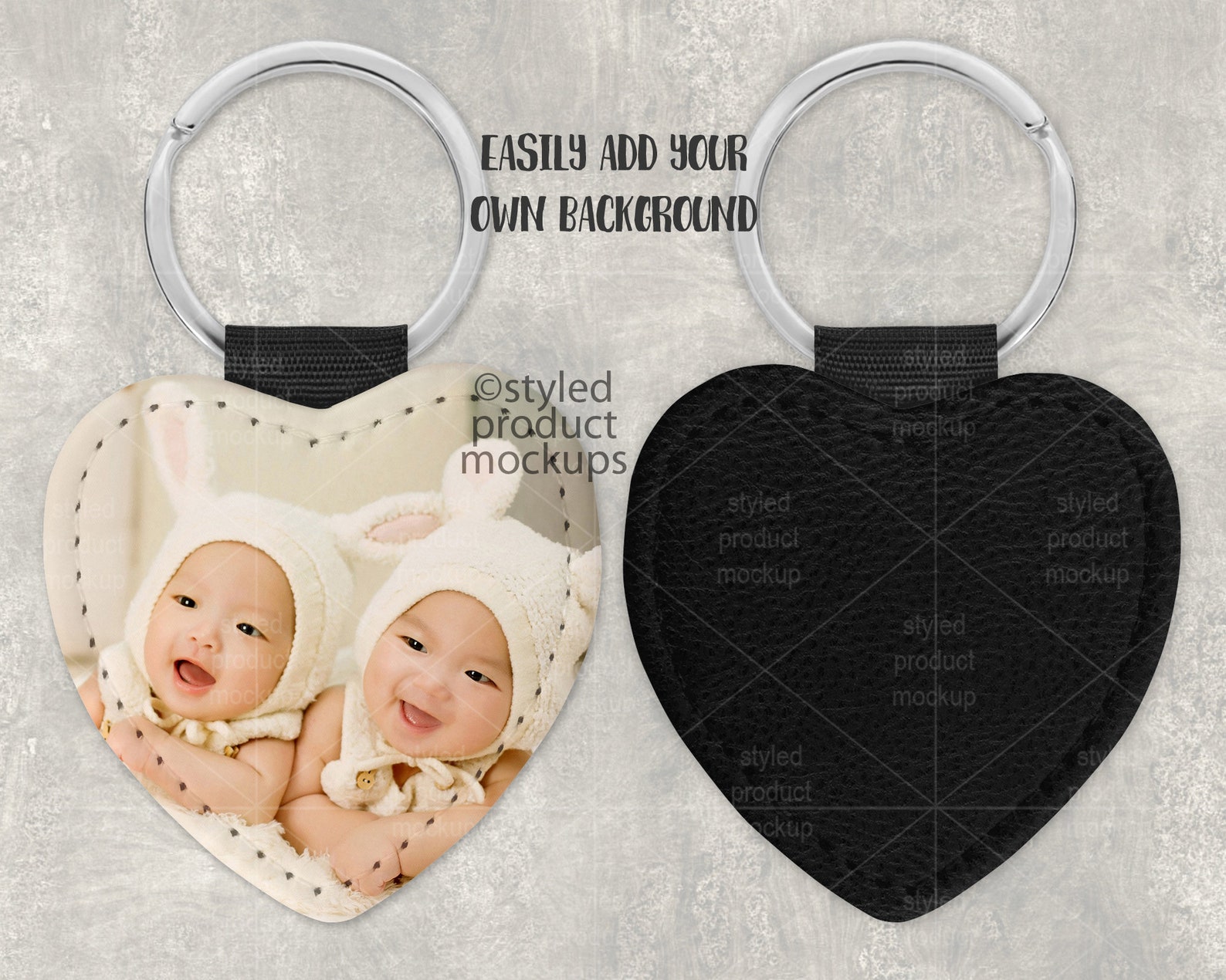 Dye Sublimation Heart PU Leather Keychain Mockup Add Your - Etsy