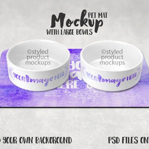 Dye Sublimation Pet Mat and Two Large Pet Bowls Mockup Template| Add ...