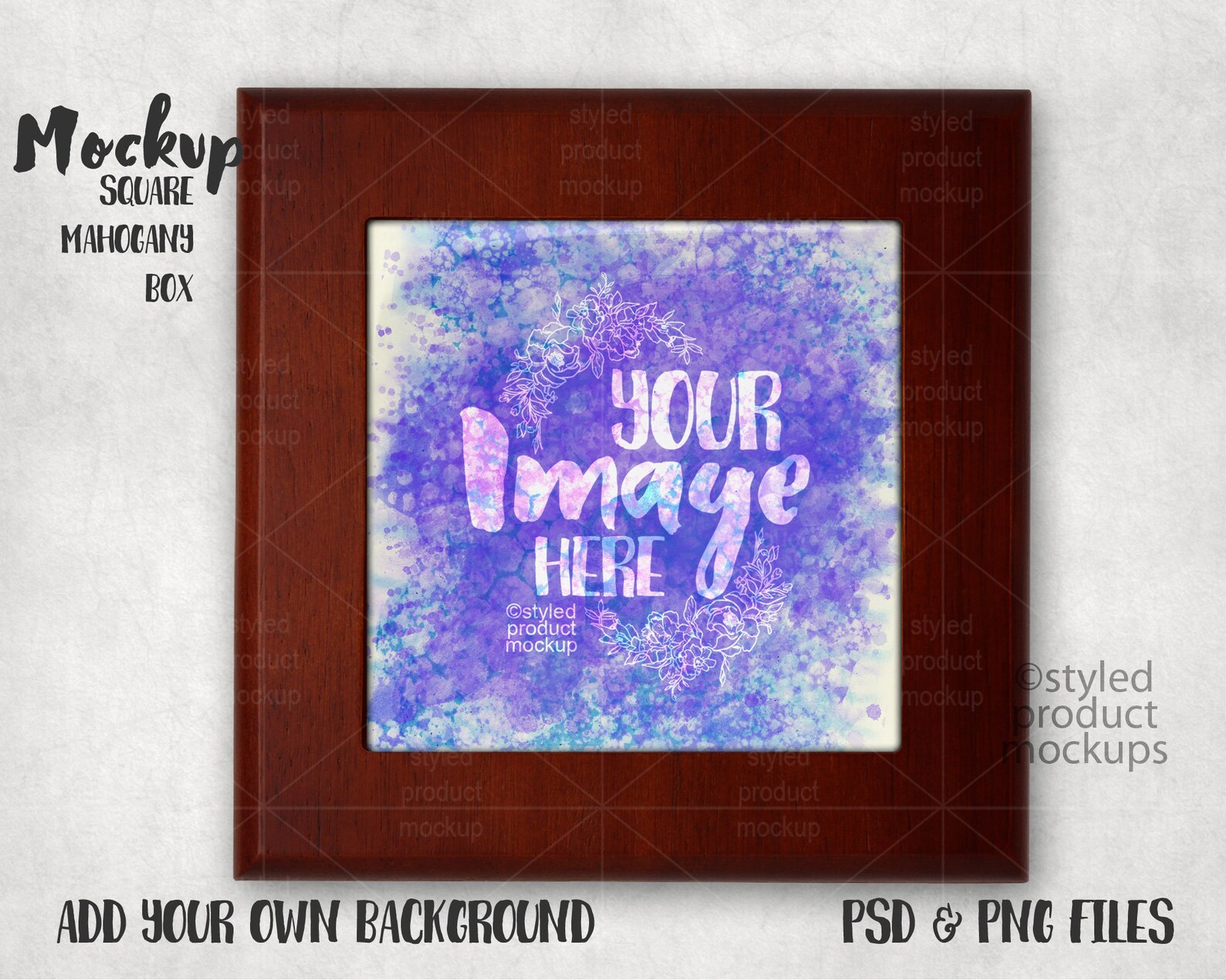Dye Sublimation Mahogany Wood Keepsake Box Mockup | Add Your Own Image ...