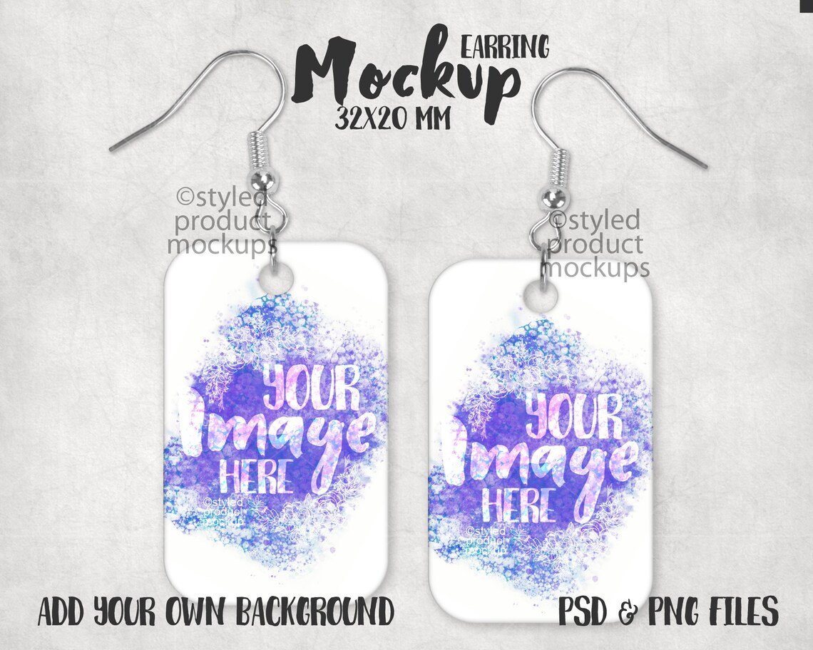 Dye Sublimation 32x20mm Rectangle Earrings Mockup Add Your - Etsy