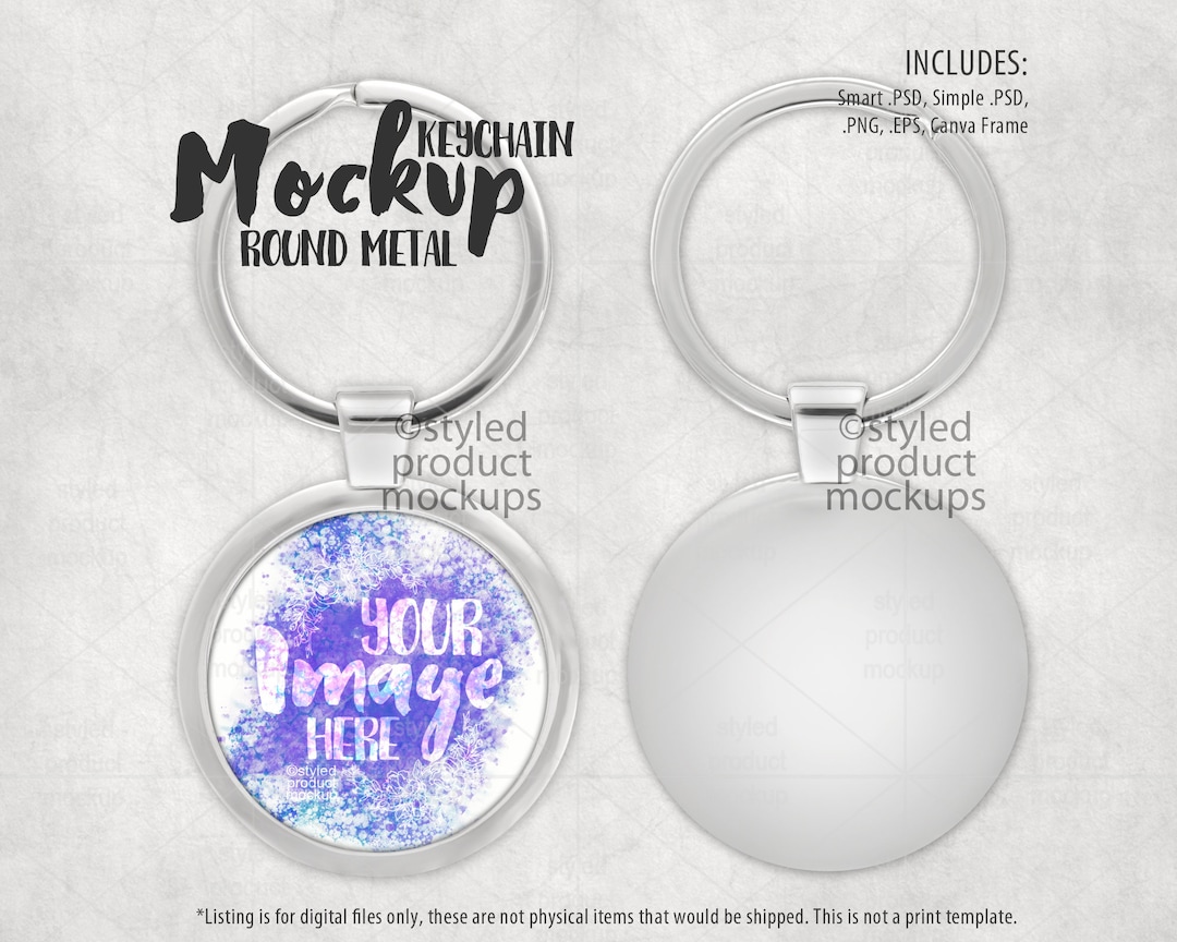 Dye Sublimation Round Metal Keychain Mockup | Add Your Own Image and ...