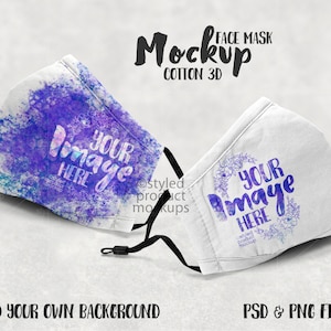 Cotton 3D Face Cover Mask for HTV Mockup | Add Your Own Image and ...