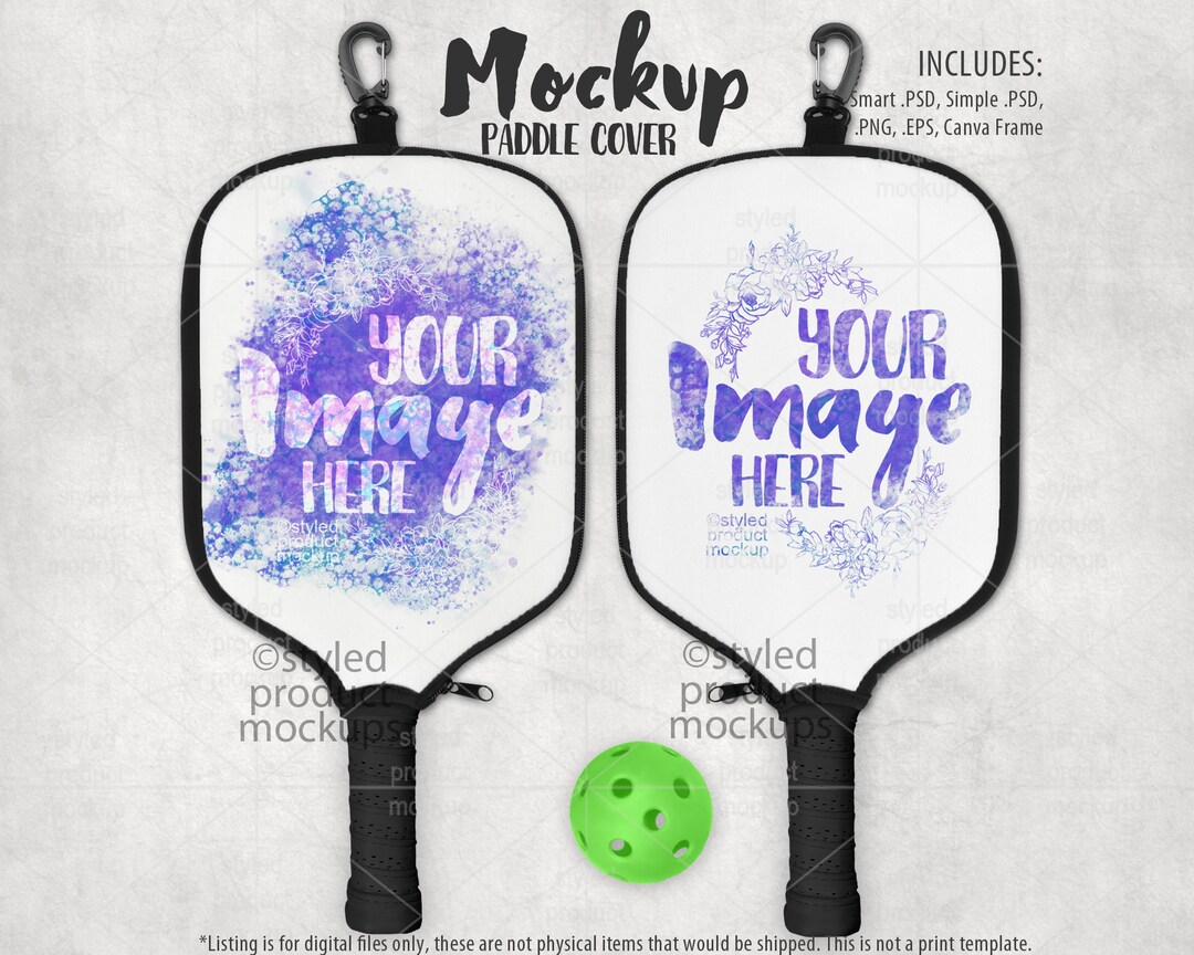 Dye Sublimation Pickleball Paddle Cover Mockup | Add Your Own Image and ...