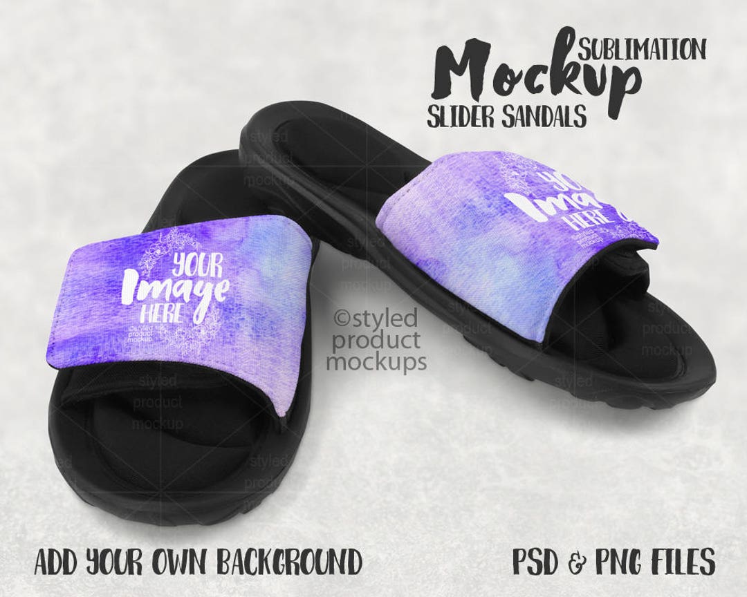 Dye Sublimation Slider Sandals Mockup Template | Add Your Own Image and ...