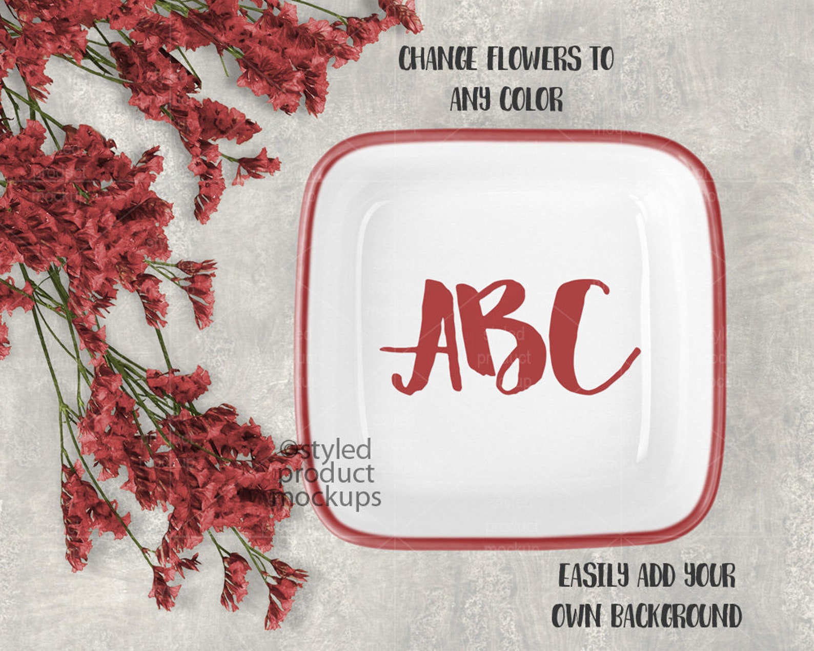 Square Shaped Ceramic Tray Template Mockup | Add Your Own Background ...