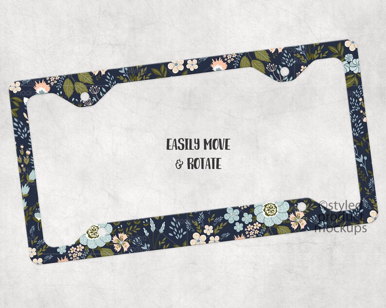 Dye sublimation car license plate frame Mockup Add your own | Etsy